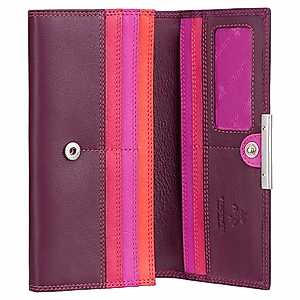 Visconti RIO 11 Ladies Large Soft Leather Wallet Purse Clutch (Plum/Fuschia)