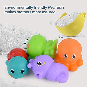 RISUNTOY Bath Toys for Babies, Mold Free Baby Bathtub Toys for Toddlers 1-3,Baby Tubs Water Toys for 1 Year Old,Baby Toys for New Born Infants