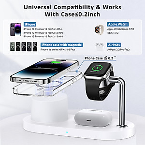3 in 1 Magnetic Charging Station for Apple - Wireless Charger Stand for iPhone 12 13 14 15 Pro Max & Apple Watch & Airpods