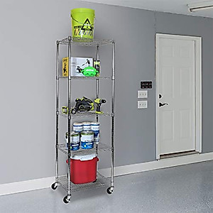 Seville Classics UltraDurable Heavy Duty NSF Solid Steel Wire Rack Storage Unit Organizer for Garage, Warehouse, Office, Restaurant, Classroom, Kitchen, 5-Tier Shelving, 24" W x 18" D