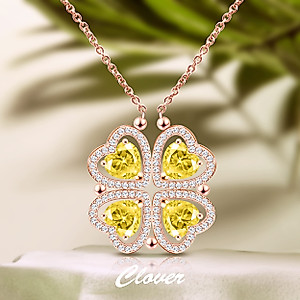 Beauyist 2 IN 1 Lucky Four Leaf Clover Necklaces for Women