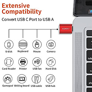 USB C to USB Adapter [2-Pack], Thunderbolt 3 to USB 3.0 OTG Converter Compatible MacBook Pro/Air 2019 2018 2017,Chromebook,Pixelbook,Microsoft Surface Go,Galaxy S8 S9 S10 S20 S21 S22,Note 10 20 (Red)