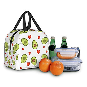 Avocado Heart Kawaii Lunch Box Travel Bag Picnic Bags Insulated Durable Shopping Bag Back To School Reusable Waterproof Bags For Man Woman Girls Boys