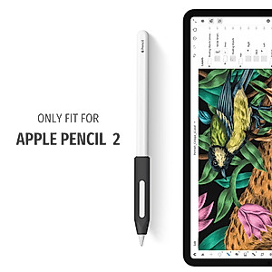 Grip Holder for Apple Pencil 2nd Generation Accessories,Protective Silicone Sleeve Cover Ergonomic Design Compatible with Magnetic Charging and Double Tap,Black