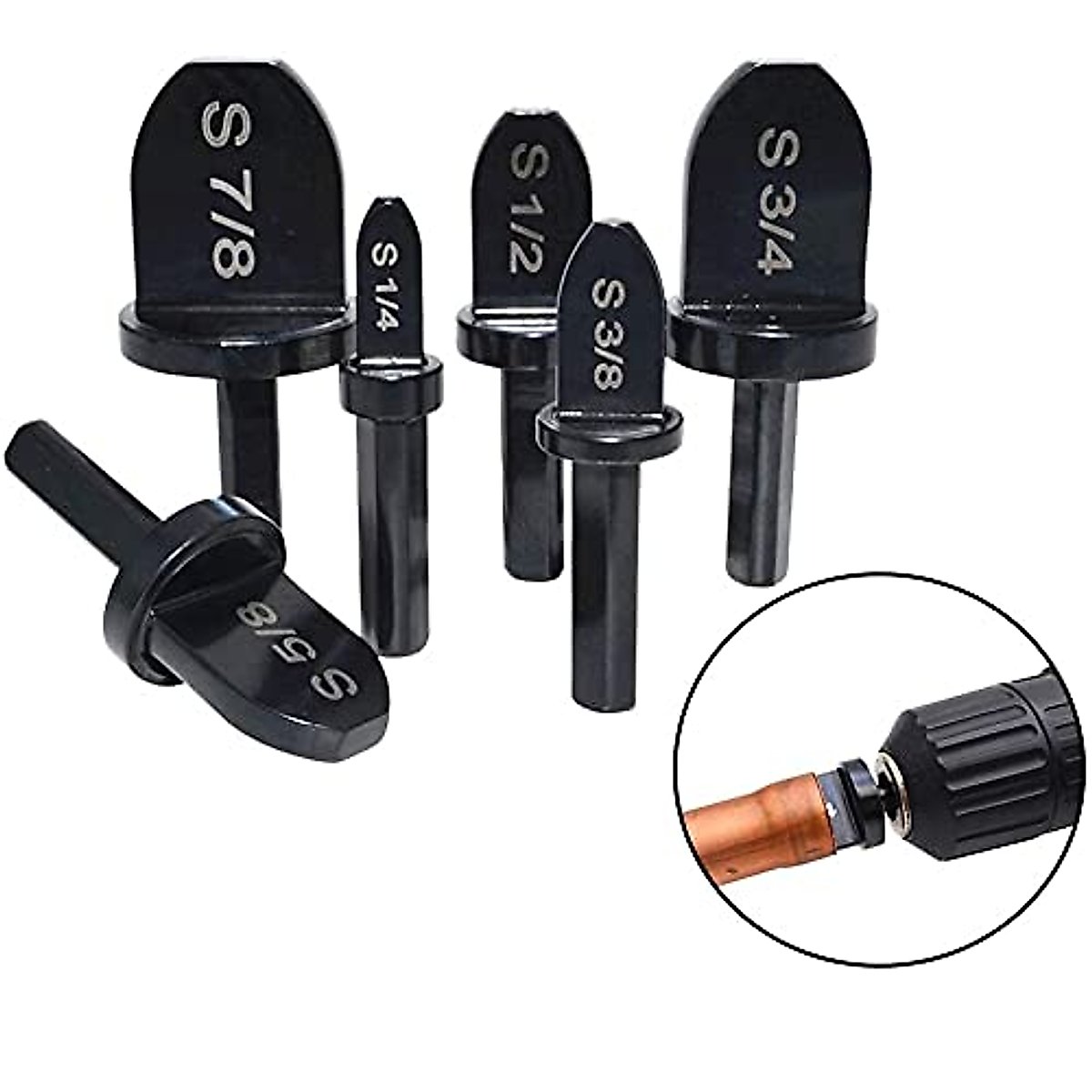 Rowzzi Swaging Tool Drill Bit Set, HVAC Tools, 6pcs Professional Manual Copper Pipe Swage Tool Drill Bit Triangular Handle, Repairing Set Include 7/8'', 3/4'', 5/8'', 1/2'', 3/8'', 1/4'' Bits