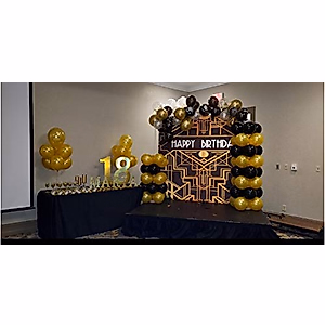 Happy Birthday Backdrop for Gatsby Birthday Party Decorations FHZON 10x7ft The Great Gatsby Photography Background Black Gold Golden Banner Party Themed Wallpaper Video Studio Shoot Props LXFH566