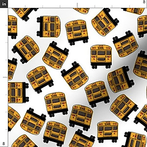 Spoonflower Fabric - Scattered School Bus Education Hand Drawn Teacher Printed on Petal Signature Cotton Fabric Fat Quarter - Sewing Quilting Apparel Crafts Decor