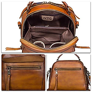 Genuine Leather Crossbody Bags for Women Handmade Vintage Hobo Handbag Clutch Satchel Purses (Brown)