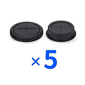 Rear Lens Cap & Body Cap Cover Set for Canon EF EF-S Mount Camera 90D 80D 77D 70D T8i T7 T7i T6 T6i T5i SL3 SL2 7D Mark II 6D Mark II 5D Mark IV 1Dx Mark III etc -5 Packs