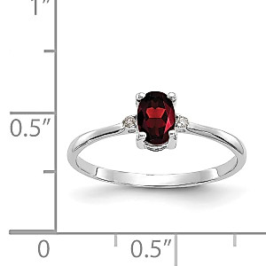 IceCarats 10K White Gold Diamond Red Garnet Ring Gemstone Band April January Birthstone Jewelry Size 6