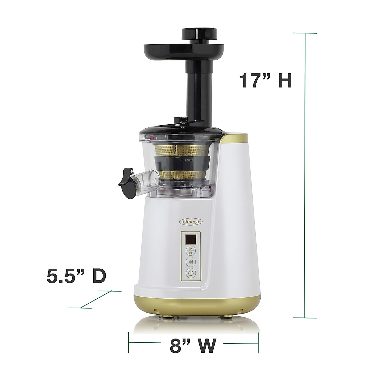 Omega Juicer Cold Press 365 Vertical Slow Masticating Extractor for Fruits and Vegetables, BPA-Free, 65 RPM, 150-Watts, White