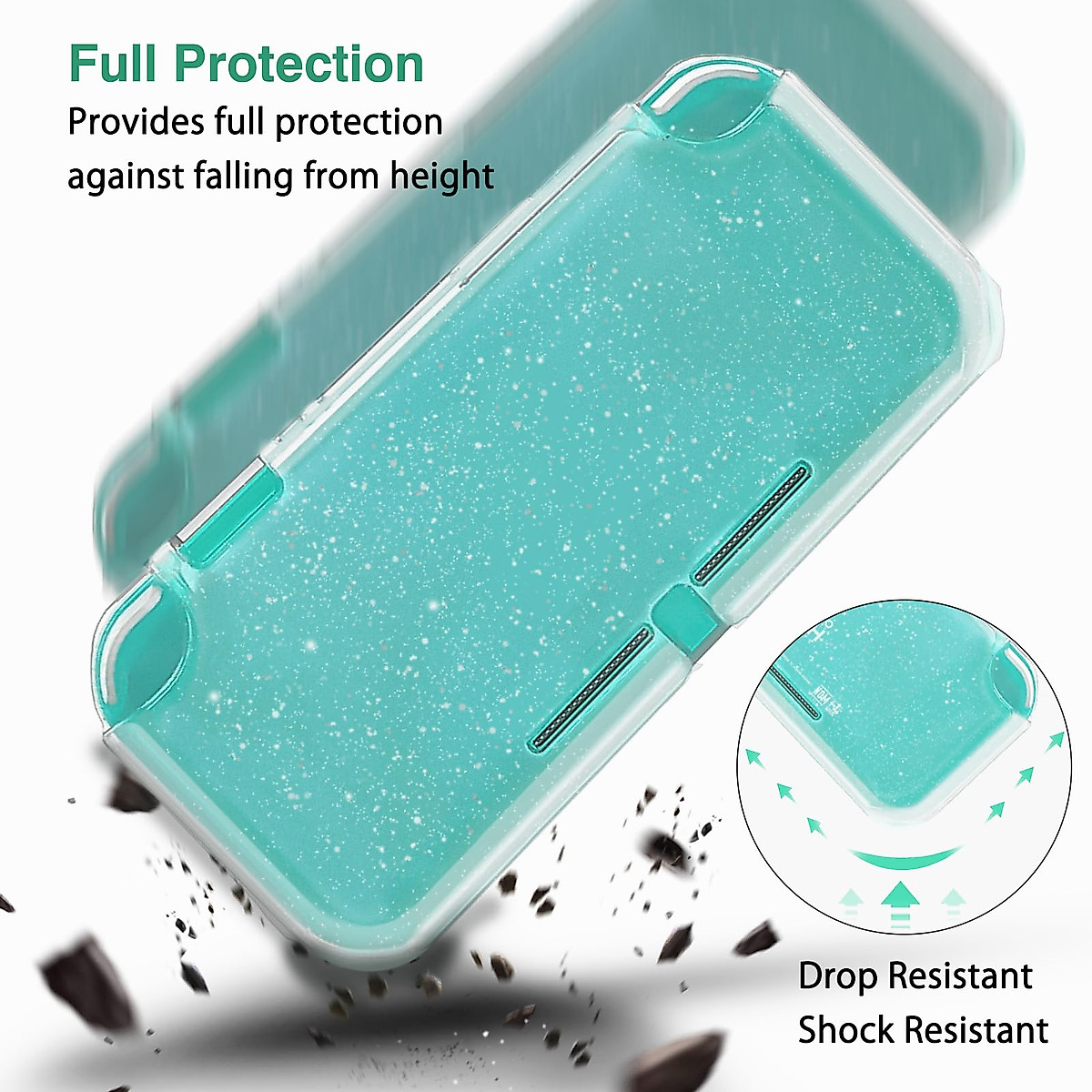 TIKOdirect Carrying Case for Switch lite, Shockproof Portable Travel Bag with Glitter Galaxy case, Screen Protectors and Cute Leaf Thumb Grips Caps, Animal Crossing Green