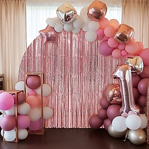 Crosize 3 Pack 3.3 x 9.9 ft Rose Gold Foil Fringe Backdrop Curtain, Streamer Backdrop Curtains, Birthday Party Decoration, Rose Gold Tinsel Curtain for Parties, Galentines Decor, Baby Shower