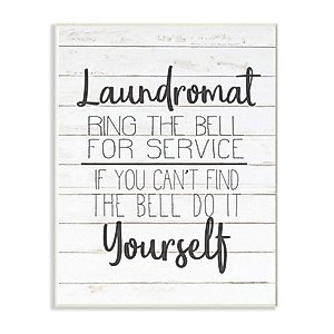 Stupell Industries Laundromat Funny Word Bathroom Laundry Black and White Design Signs and Plaques, Multi-Color