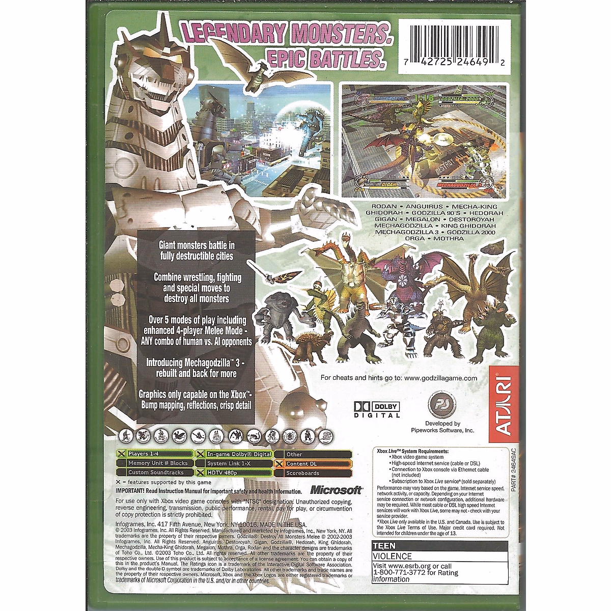 Godzilla Destroy All Monsters - Xbox (Renewed)