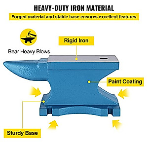Happybuy Single Horn Anvil 55Lbs, Cast Iron Anvil Blacksmith Withstands Heavy Blows,Anvil Rugged Round Horn Anvil Blacksmith Jewelers Metalsmith Tool, for Sale Forge Tools and Equipment