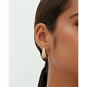 PAVOI 14K Gold Plated 925 Sterling Silver Post Teardrop Chunky Hoop Earrings | Lightweight Drop Yellow Earrings for Women | 22mm Designer Dupe Earrings