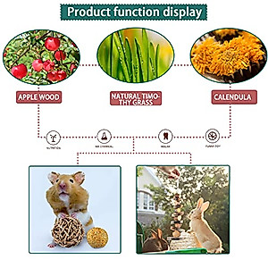 VCZONE Rabbit Chew Toys, Pet Bunny Tooth Chew Toys Organic Natural Apple Wood Grass Cake Ideal for Bunny, Chinchilla, Guinea Pigs, Hamsters Teeth Grinding (12 Pack)