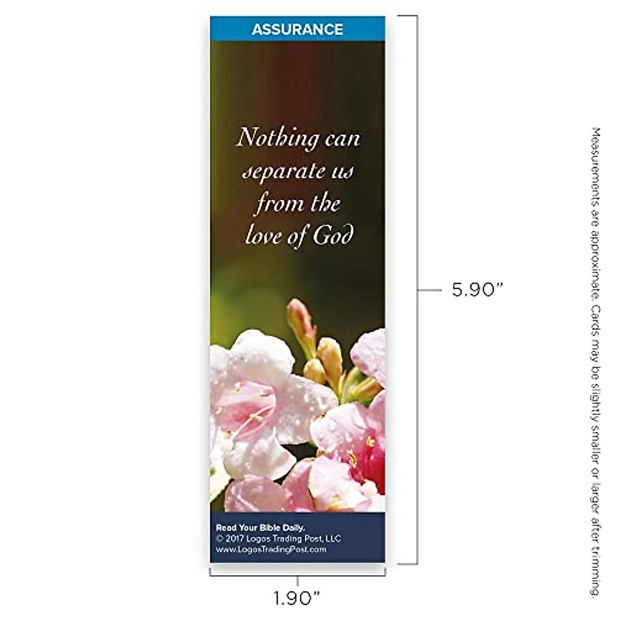 Christian Bookmark with Bible Verse, Pack of 25, Assurance Themed, Nothing Can Separate Us From the Love of God, Romans 8:38-39