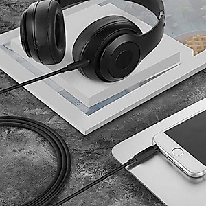 GEEKRIA QuickFit Audio Cable with Mic Compatible with Beats Studio Pro, Mixr Pro, Solo3.0, Solo2.0 Cable, 3.5mm Aux Replacement Stereo Cord with Inline Microphone and Volume Control (4 ft/1.2 m)