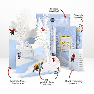 Freshcut Paper 2025 Advent Calendar, Woodland Wonderland, Pop Up 3D Greeting Cards, Paper Advent Calendar, Christmas Gifts, Holiday Cards with Blank Notecard & Envelope