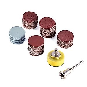 Saiper 100pcs 1 Inch/25mm Sanding Discs Pad Sander Disk Kit with 1/8” Shank Abrasive Polish Pad Plate for Dremel Rotary Tool, 100/180/240/1500/3000 Grit Paper