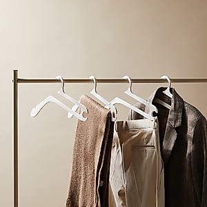 Hurdle Hanger, International Design Patented, No Stretch Neck, Organizes in 1 Second, Space-Saving, Heavy-Duty, Non-Slip, Multi-Functional Hooks, Clothes Hangers, Belt, Tie, White Medium - Pack of 10