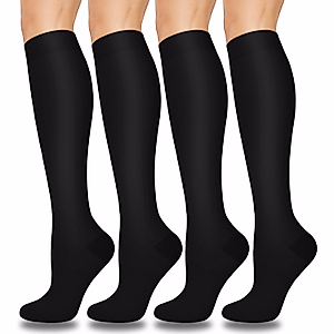 Aoliks Black Compression Socks for Women & Men 15-20 mmHg - Best Support for Nurses,Running,Hiking(S/M)