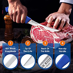 DRAGON RIOT 6 Inch Boning Knife, Flexible Curved Blade Processing Knife Brisket Meat Trimming Butcher Knife - Stainless Fish Fillet Turkey Carving Knife