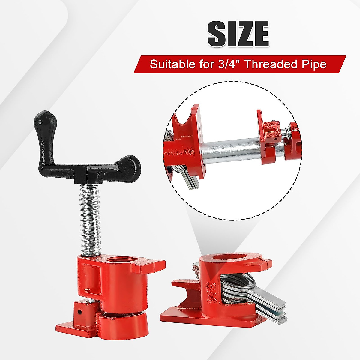 FLKQC Wood Gluing Pipe Clamp Set, Heavy Duty Cast Iron Quick Release Pipe Clamps for Woodworking, Pipe Clamps Quick Release for Woodworking, Carpentry, Home Improvement, and DIY Projects (6, 3/4")