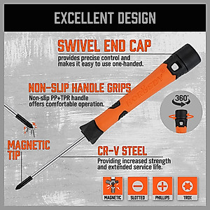 HORUSDY Precision Screwdriver Set | 12-Piece | Phillips | Slotted | Torx Star | Non-Slip Grip | Magnetic Small Screwdriver Set for Computer, Laptop, Eyeglass, Watch, Laptop, Phone