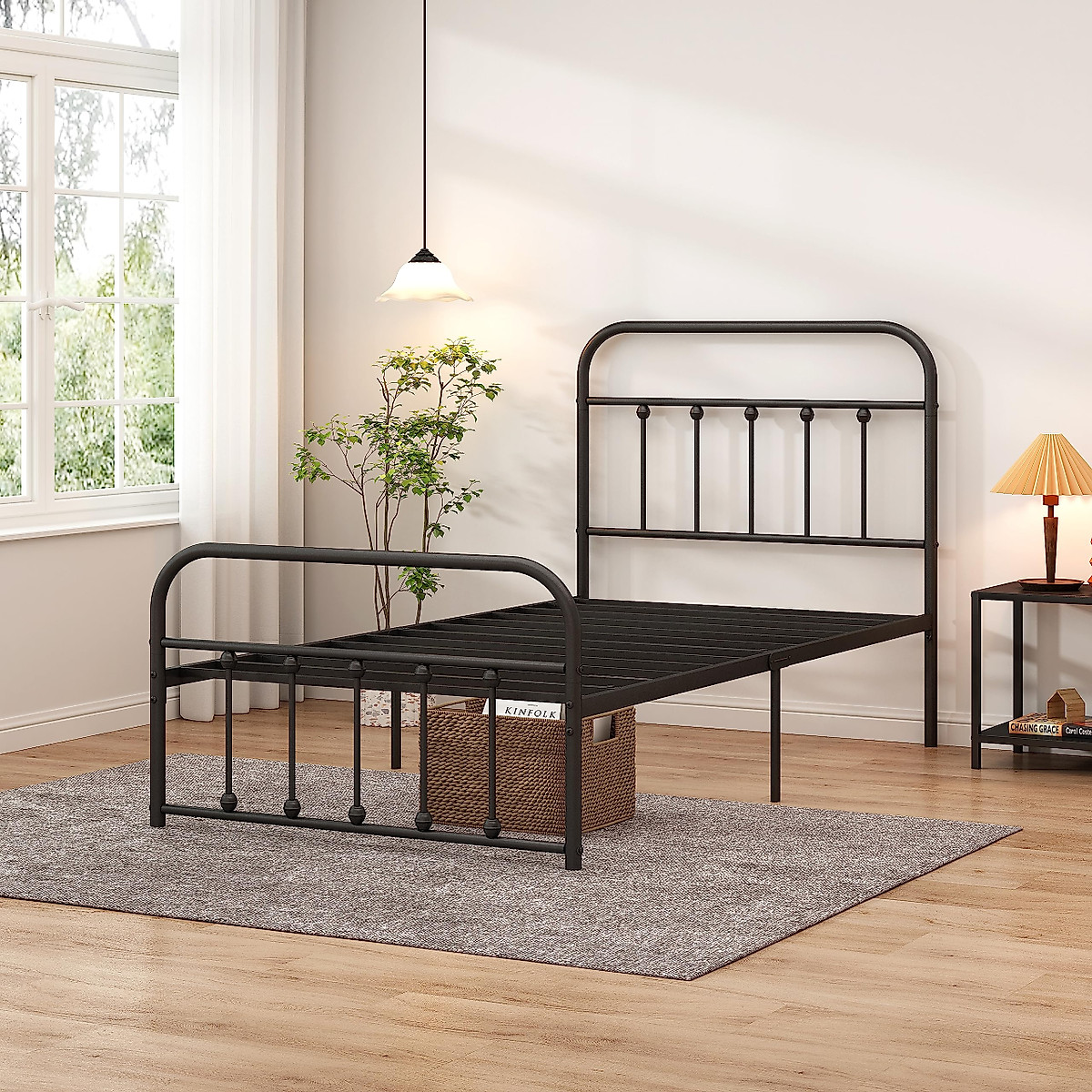 Closadin Classic Metal Platform Bed Frame with Heaboard and Footboard,Strong Metal Slats Support,No Box Spring Needed,Easy Assembly,Twin Size,Black