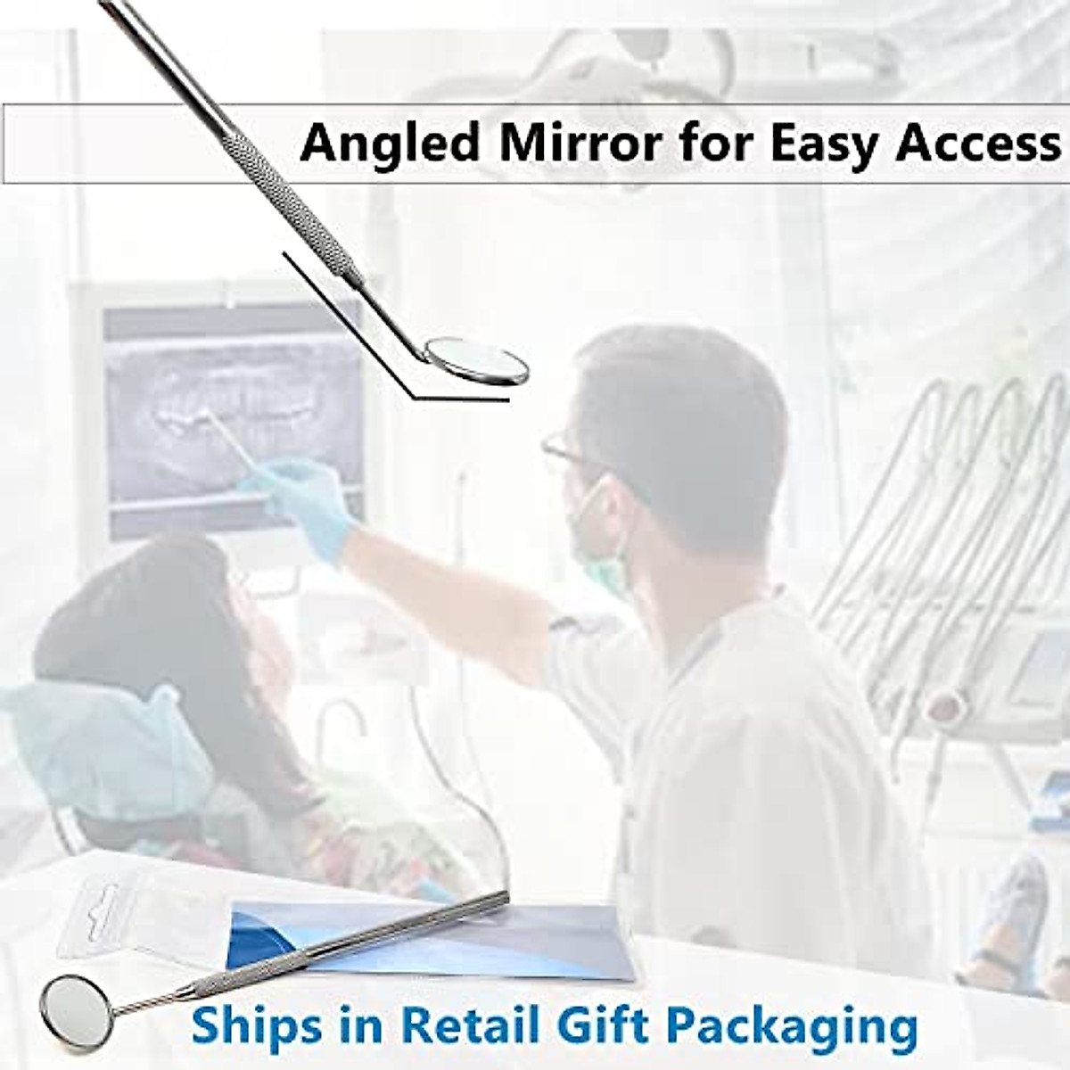 Stainless Steel Dental Mirror #5 with Handle 6.5", Dentist Tool for Teeth Cleaning Inspection