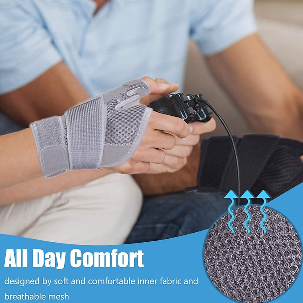Adjustable Wrist Support Brace Thumb Splint Stabilizer Hand Support Ligament Injury Arm Protection Strap Corrector (Common to left and right)