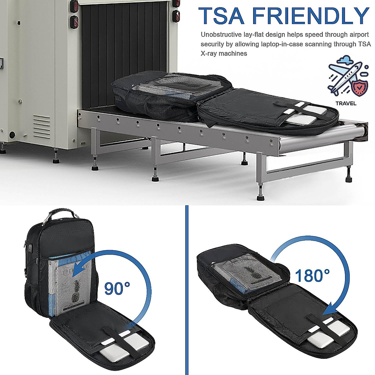 Z-MGKISS Travel Backpack, Extra Large Laptop Backpack, TSA Backpack 17.3 Inch, 50L Durable Anti Theft 17 Inch Big Business Backpack Christmas Gifts for Men, Water Resistant School Bag with USB, Black