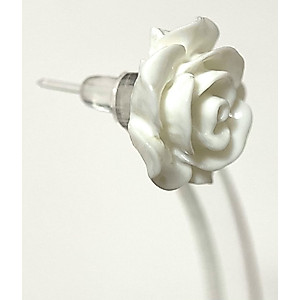 Hypoallergenic Rose 3d Stud Glossy Flower Earrings on Plastic Posts, 14mm (White)
