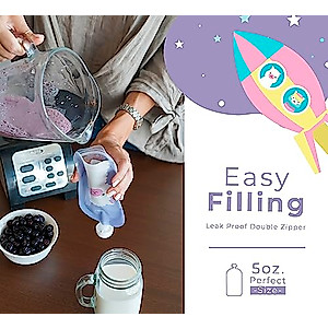 Tummy Reusable Baby Food Storage Pouches for Toddlers and Kids | 8 pack | Refillable for Applesauce, Smoothies, Yogurt & Puree Squeeze Pouch | 5oz | BPA Free & Freezer Safe