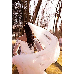 Ursumy Wedding 2T Veil Long Cathedral Veil Soft Tulle Bridal Veils with Comb (Ivory)