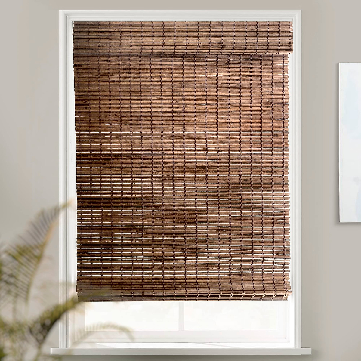 MOOD Custom Bamboo Shades | Rustic | Cordless Bamboo Roman Shades for Windows and Doors (Natural Woven) | Rustic (Great Privacy) | Sample Swatch Kit