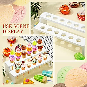 Wooden Ice Cream Cone Holder Stand with 12 Holes Multi Level Wooden Ice Cream Stand Food Cone Display Stand Hand Roll Sushi Popcorn Stand for Restaurants Catered Events Wedding Decoration