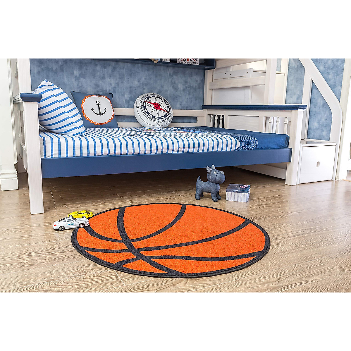 Furnish my Place Basketball Round Play Area Rugs for Kids | Round Shaped | Kindergarten Classrooms and Playrooms | Contemporary | Multicolor | (Basketball 2'2" Round)