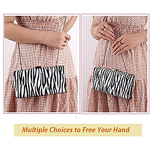 Women Clutch Evening Purses Black - and White Zebra Pattern Wristlet Hobo Bag Crossbody Bag with Chain Strap for Party (Zebra)