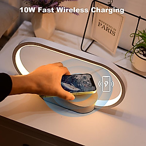 Donewin Wireless Charging Bedside Lamp with USB Charging Port,Premium Wooden Nightstand Light for Bedroom,Nursery Lamp,Touch-Control Desk Lamp,Ideal Gift Choice,Stepless Dimming& 3 Color Temps