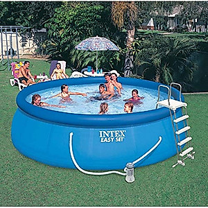 Intex 15' x 4’ Inflatable Pool, Ladder, Pump and Hydrotools Chlorine Dispenser