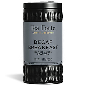 Tea Forte Decaf Breakfast Decaffeinated Black Tea, Loose Tea Canister Makes 35-50 Cups, 3.53 Ounces