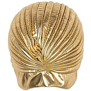 Unisex Turban Hat, Vintage Polyester Pleated Head Wrap Headband Cross Twist Arab Hair Wrap Chemo Turban Headwear Gold