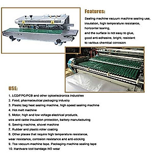 Teflon Fabric Tape, 2 Inch 30 Feet PTFE Tape for Vacuum Sealer Machine, Hand Impulse Sealers Insulation PTFE Coated Fiberglass Adhesive Tape Compatible with FoodSaver, Seal A Meal, Weston, Cabella