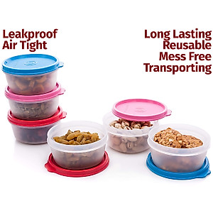 SIGNORA WARE Condiment Containers with Lids- 6 pk. 6.5 oz.Salad Dressing to go Small Food Storage Containers- Sauce Cups Leak proof Reusable Plastic BPA free for Lunch Box Picnic Travel