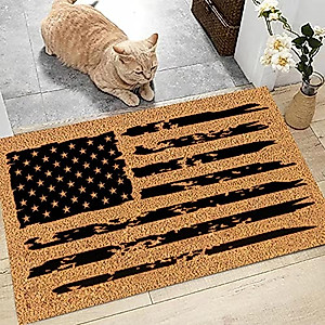 Indoor Front Door Mat Party In The Usa Coir Print Decoration Patriotic Mats for Outside Entry Welcome Independence Day 4Th of July Memorial Flag Hello,Summer Soft Oh My Stars Cute Absorbent Attractive