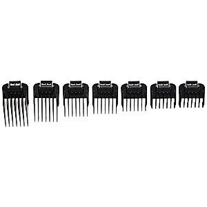Andis 01380 7pc Snap-On Comb Set, Blade Attachments For MBA, ML And SM Model Trimmers, Black